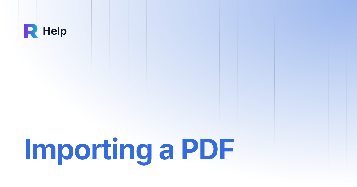 Importing A Pdf Help